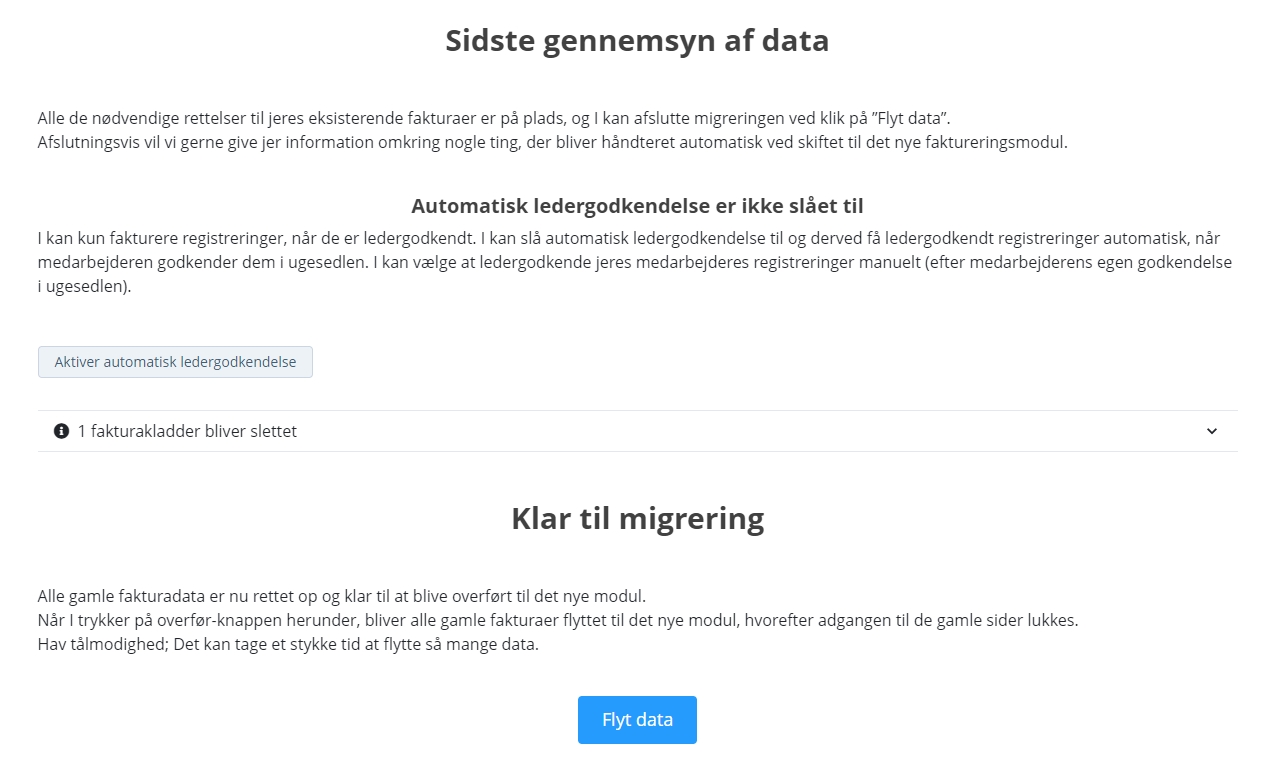 Guide til migrering af data til nyt faktureringsmodul - EazyProject